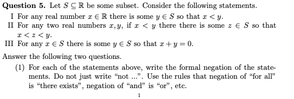 Solved Question 5. Let S⊆R be some subset. Consider the | Chegg.com