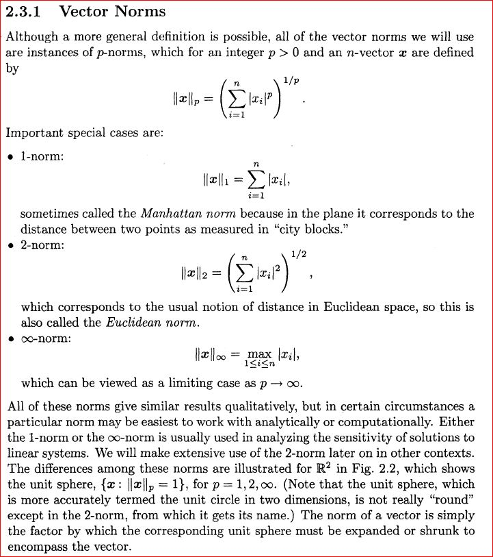 Solved 2.3.1 Vector Norms Although a more general definition | Chegg.com