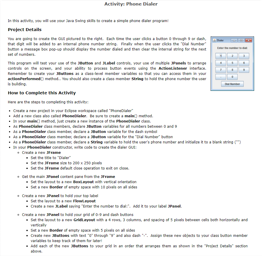 Solved Activity: Phone Dialer In this activity, you will use | Chegg.com