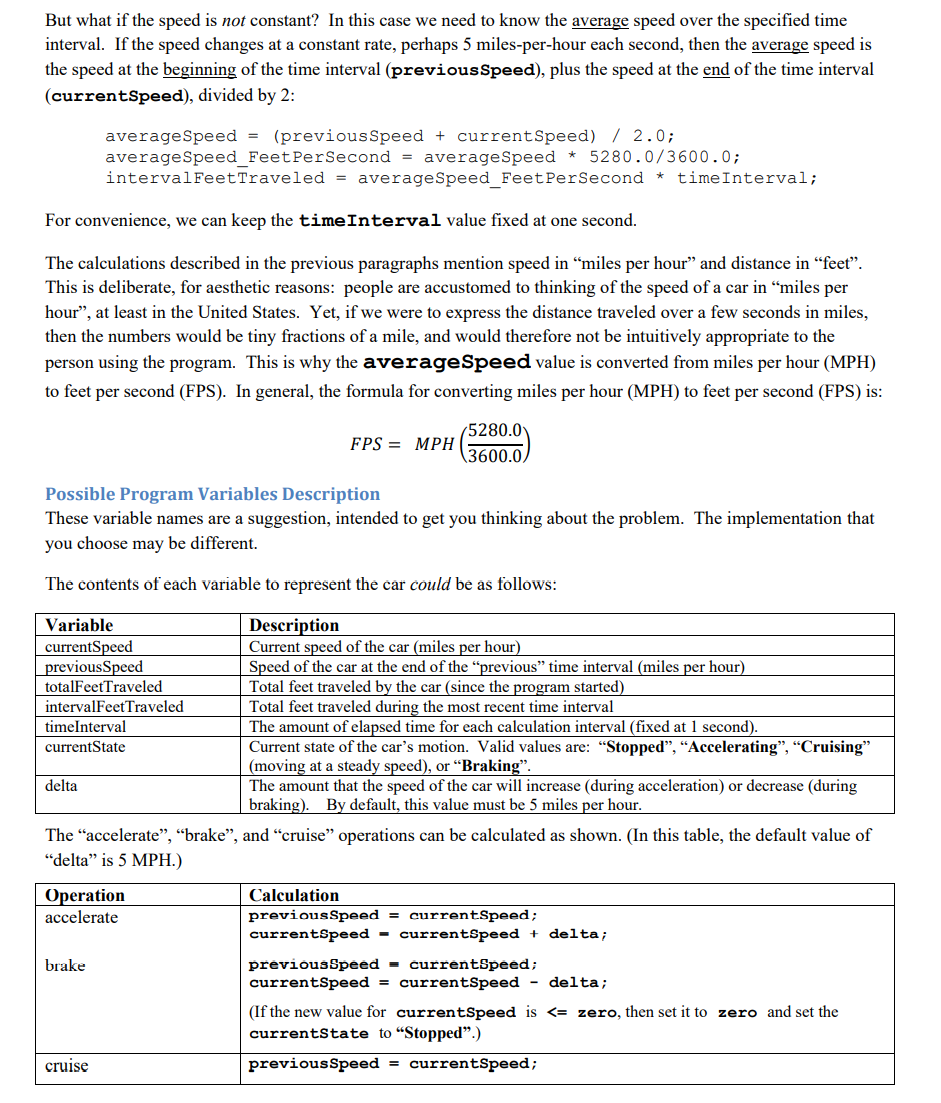 Solved Overview Automobile Speed/Distance Application | Chegg.com