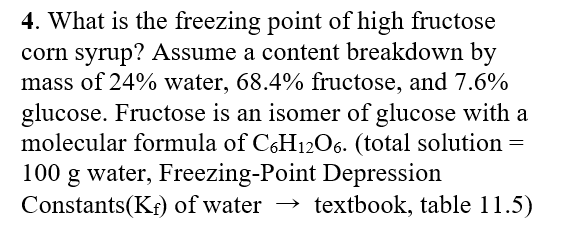 High Fructose Corn Syrup Structural Formula