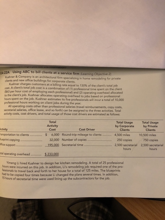 Solved Using ABC to bill clients at a service firm (Learning | Chegg.com