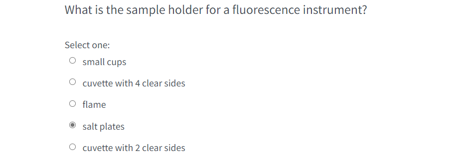 Solved What is the sample holder for a fluorescence | Chegg.com