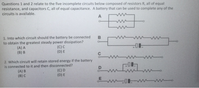 Solved Questions 1 and 2 relate to the five incomplete | Chegg.com