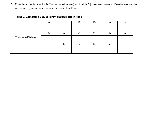Solved 5. Complete the data in Table 2 (computed values) and | Chegg.com
