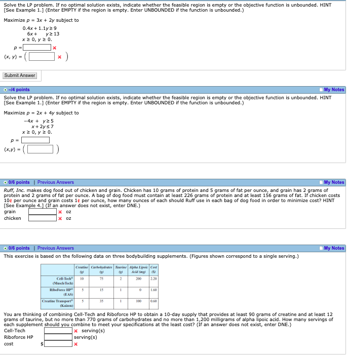 Solved Solve The Lp Problem If No Optimal Solution Exists