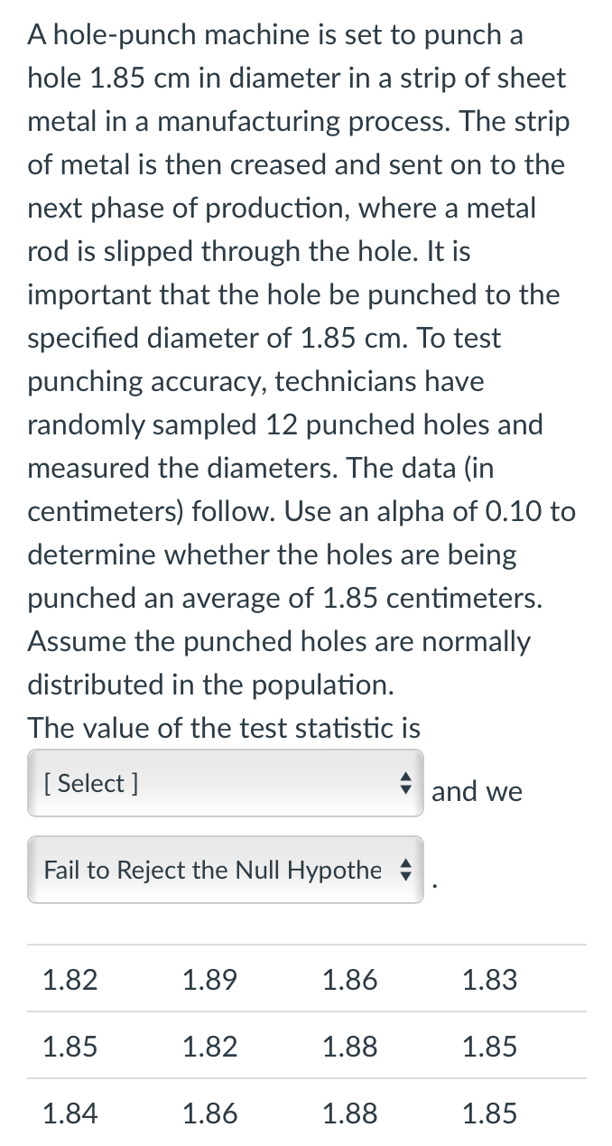Solved a A hole-punch machine is set to punch a hole 1.85 cm | Chegg.com