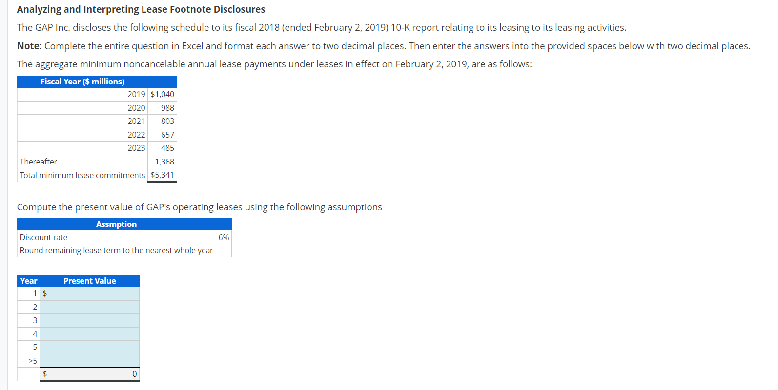 Analyzing and Interpreting Lease Footnote Disclosures | Chegg.com