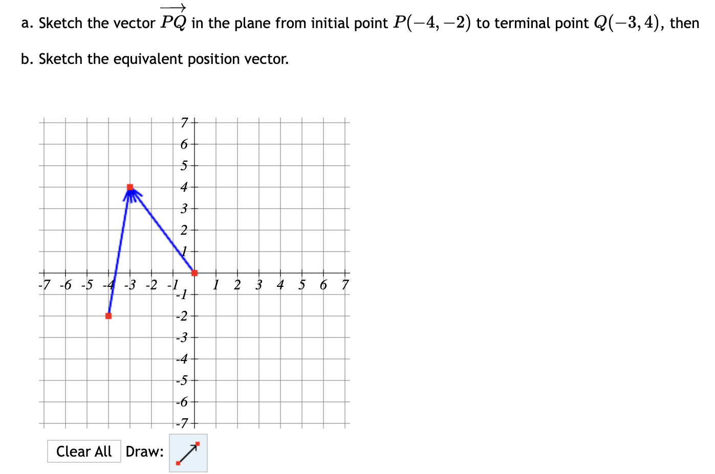 Solved a. Sketch the vector PQ in the plane from initial | Chegg.com