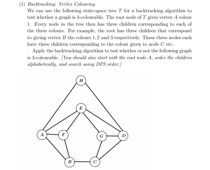 Solved (1) Backtracking: Verter Colouring We can use the | Chegg.com