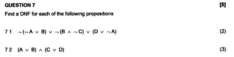 Solved [5] QUESTION 7 Find a DNF for each of the following | Chegg.com
