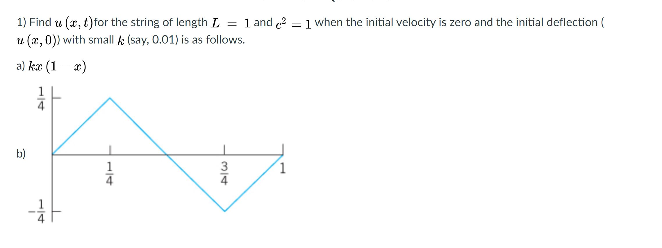 Solved ( 1) Find u (x, t)for the string of length L = 1 and | Chegg.com