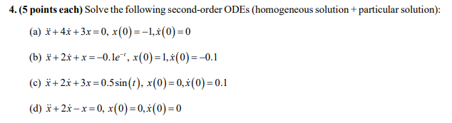 Solved 4. (5 points each) Solve the following second-order | Chegg.com
