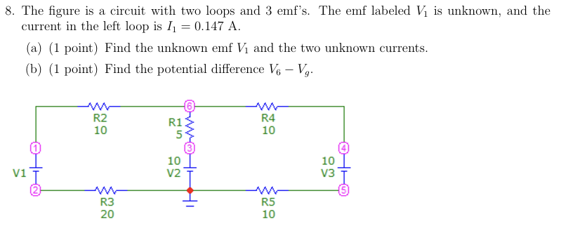 Solved The figure is ﻿a circuit with two loops and 3 ﻿emf's. | Chegg.com