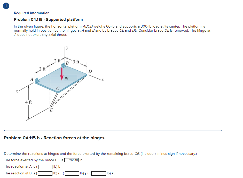 Required informationProblem 04.115 - ﻿Supported | Chegg.com