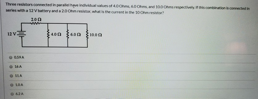 Solved Three resistors connected in a parallel series have | Chegg.com