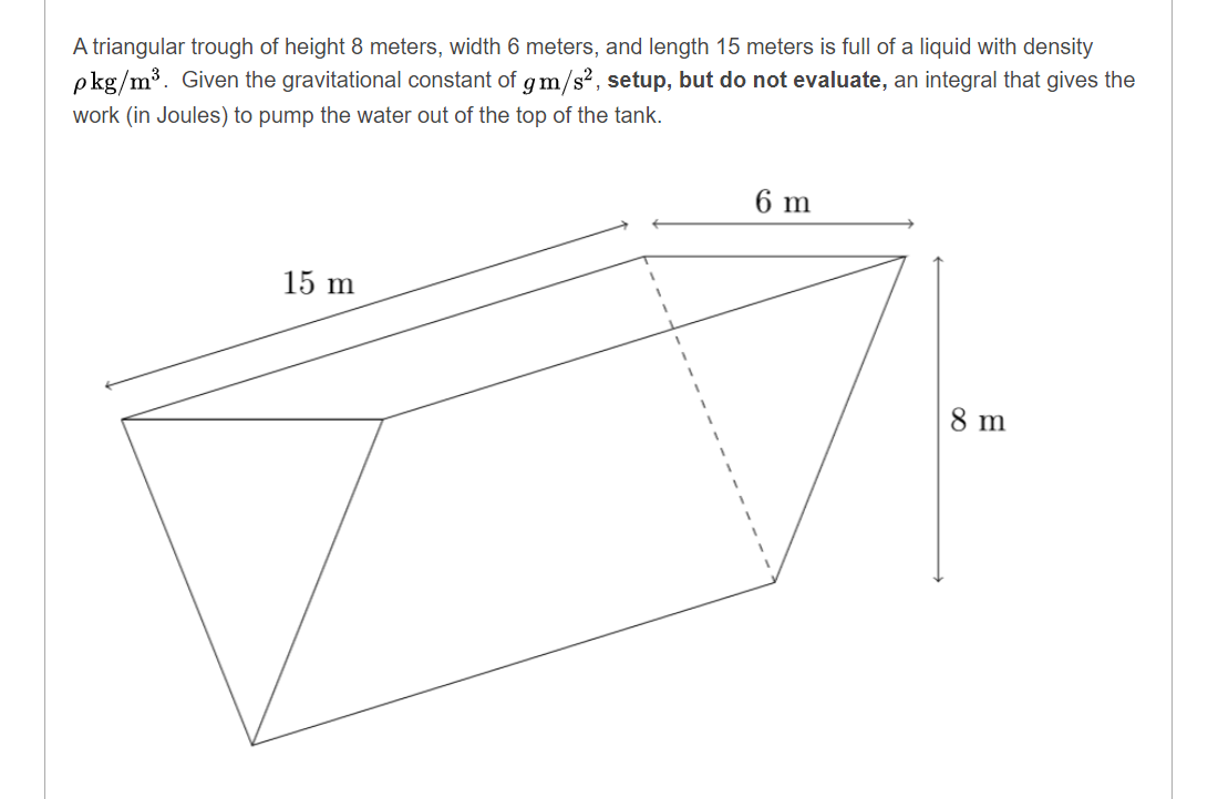 Solved A triangular trough of height 8 meters, width 6 | Chegg.com