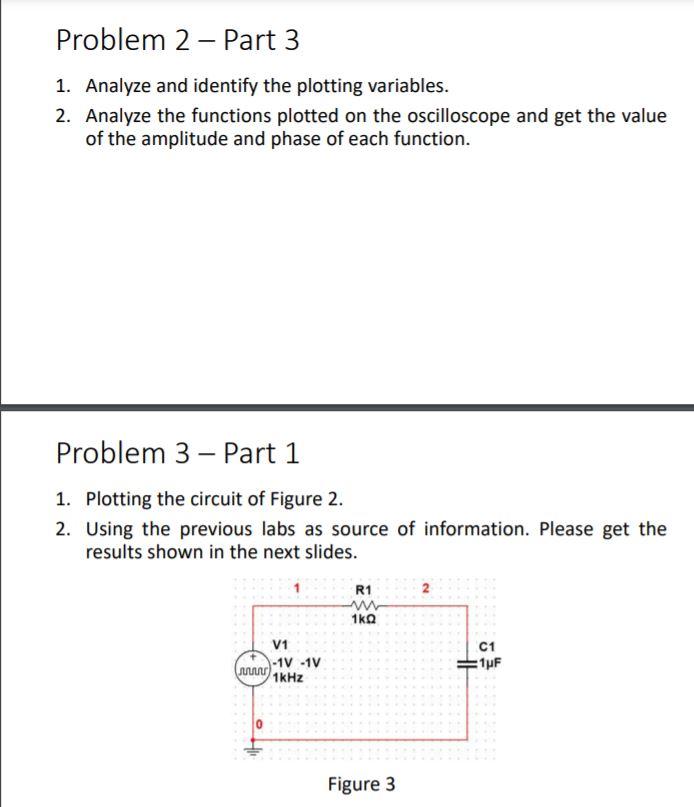 Solved Problem 1 - Part 1 1. Plotting the circuit of Figure | Chegg.com