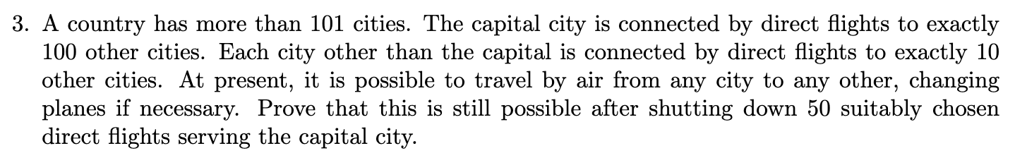 Solved 3. A country has more than 101 cities. The capital | Chegg.com