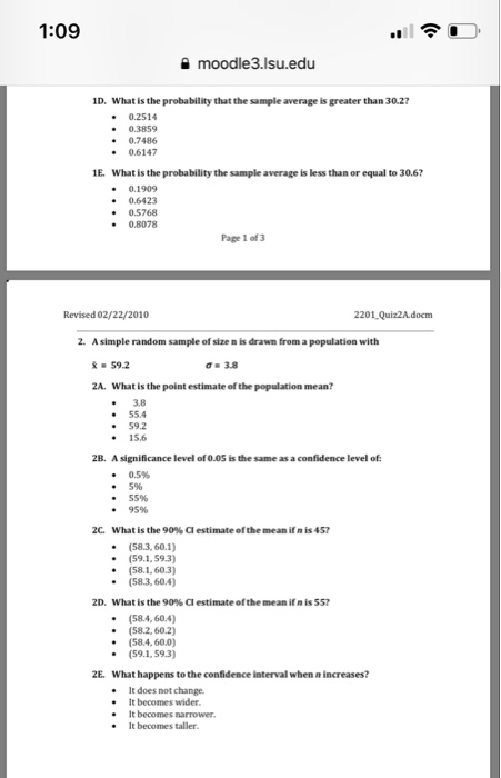 Solved 1. Suppose a random sample of size 34 is obtained | Chegg.com
