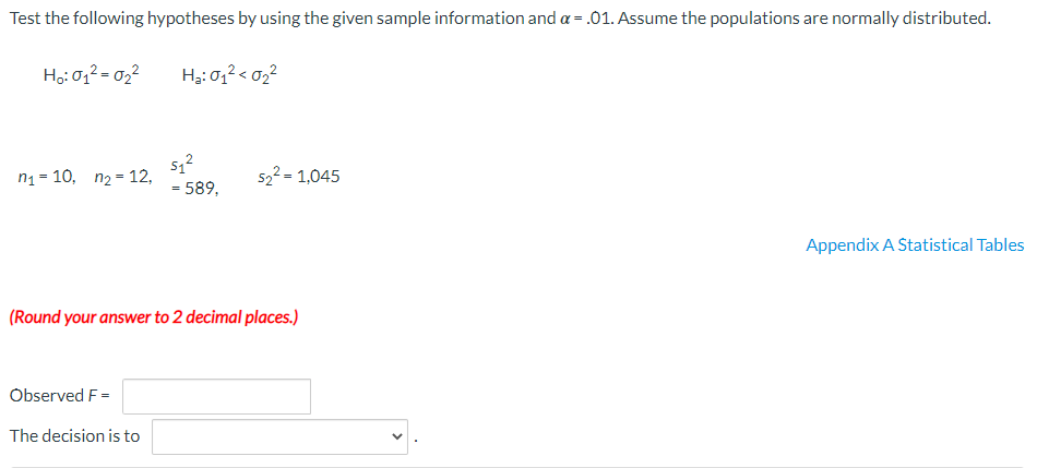 Solved The options for "The decision is to" are: a. reject | Chegg.com