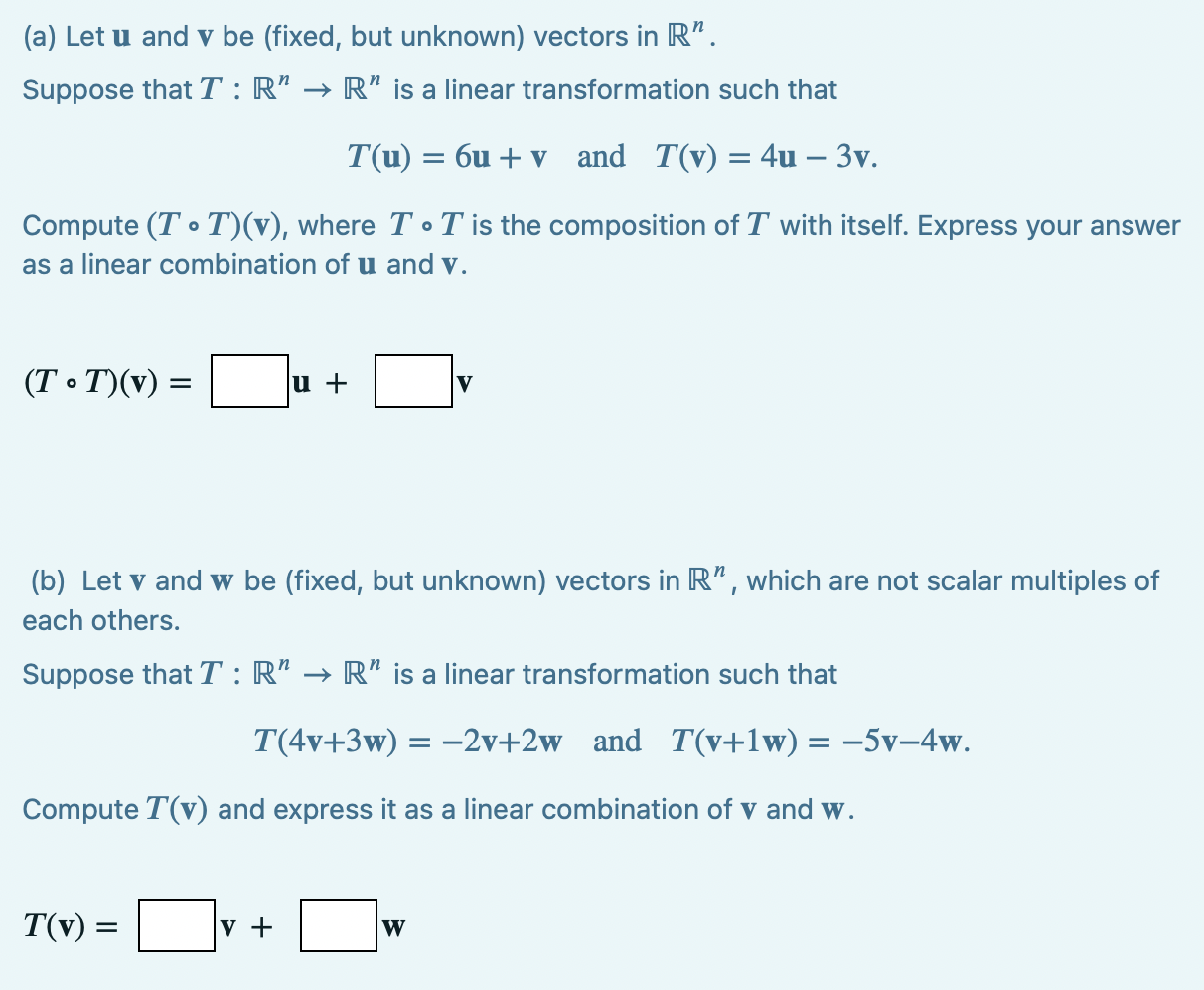 Solved (a) Let u and v be (fixed, but unknown) vectors in | Chegg.com