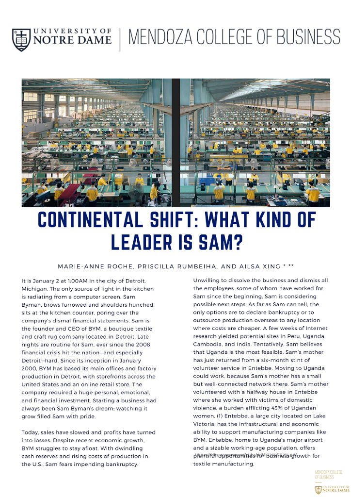 Solved ? UNIVERSITY OF MENDOZA COLLEGE OF BUSINESS NOTRE | Chegg.com