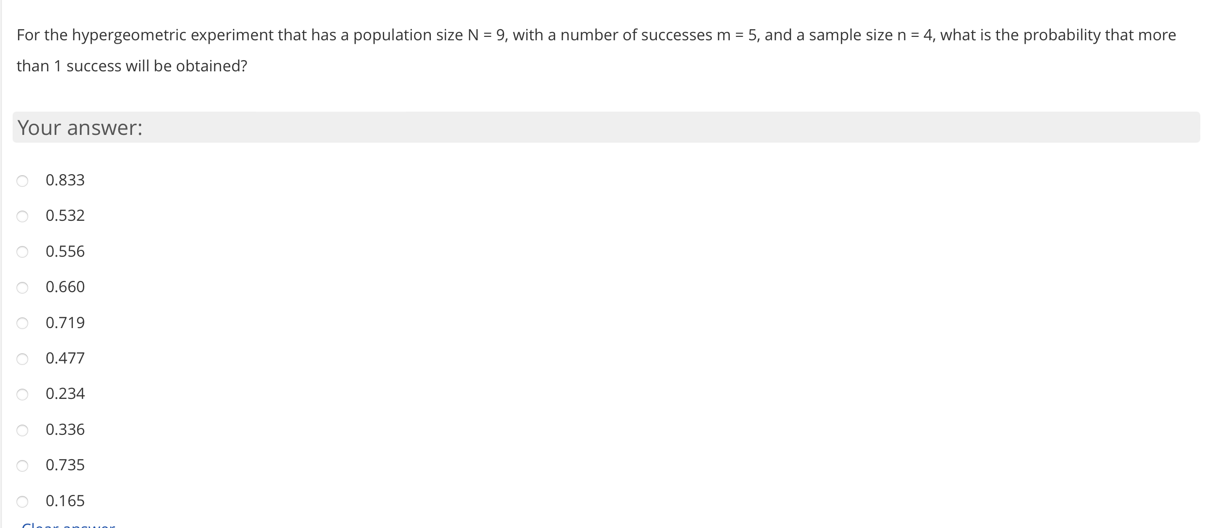 Solved For the hypergeometric experiment that has a | Chegg.com
