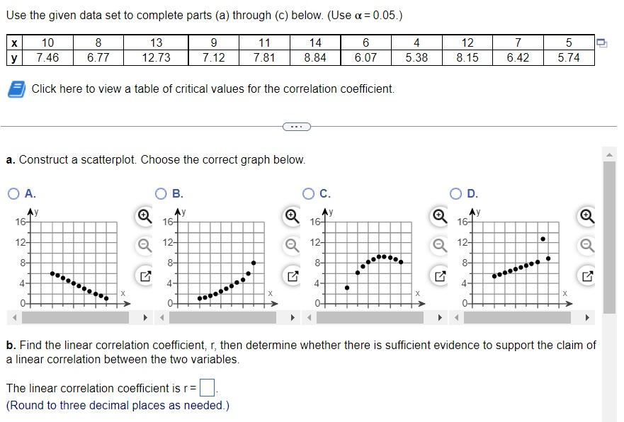 Solved Use the given data set to complete parts (a) through | Chegg.com