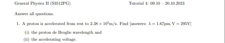 Solved Answer all questions. 1. A proton is accelerated from | Chegg.com
