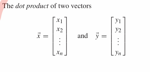 Solved The dot product of two vectors and y = In. in R” is | Chegg.com