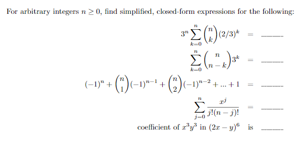 Solved For arbitrary integers n 20, find simplified, | Chegg.com