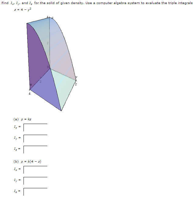 Solved Find Ix, Iy, and Iz for the solid of given | Chegg.com