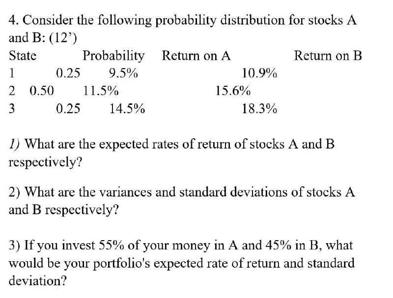 Solved 4. Consider the following probability distribution | Chegg.com