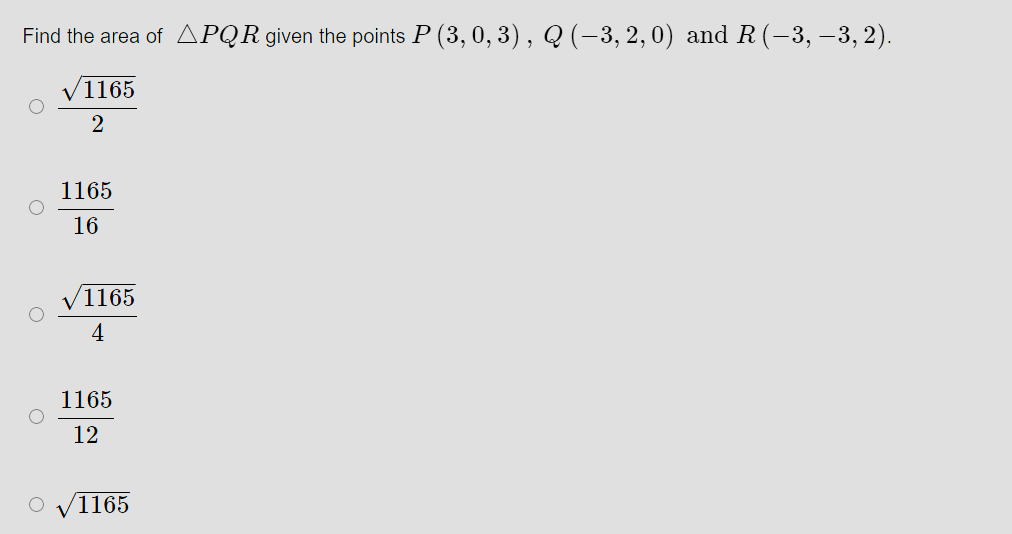 Solved ASAP PLEASE Find the area of ????PQR ﻿given the | Chegg.com