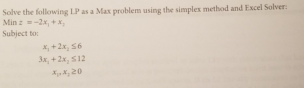 Solved Solve the following LP as a Max problem using the | Chegg.com