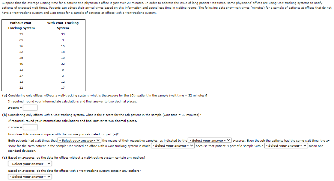 Solved have a wait-tracking system and wait times for a | Chegg.com