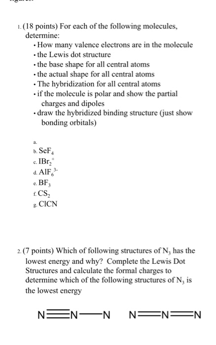 Solved . (18 points) For each of the following molecules, | Chegg.com