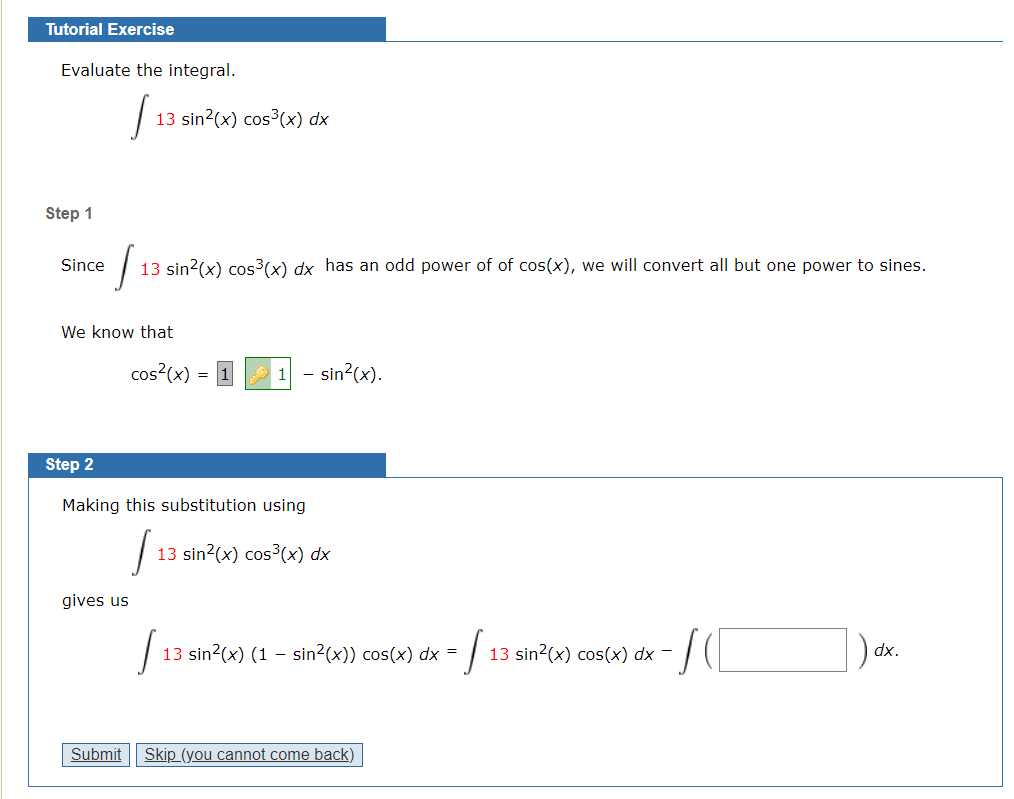 Solved Tutorial Exercise Evaluate the integral. 13 13 | Chegg.com