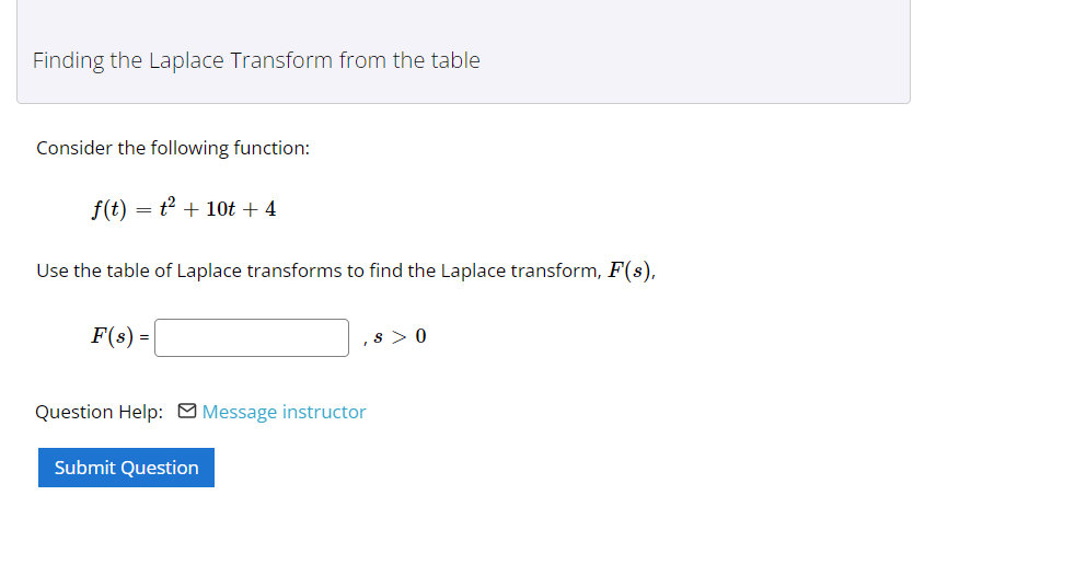 Solved Finding the Laplace Transform from the table Consider | Chegg.com