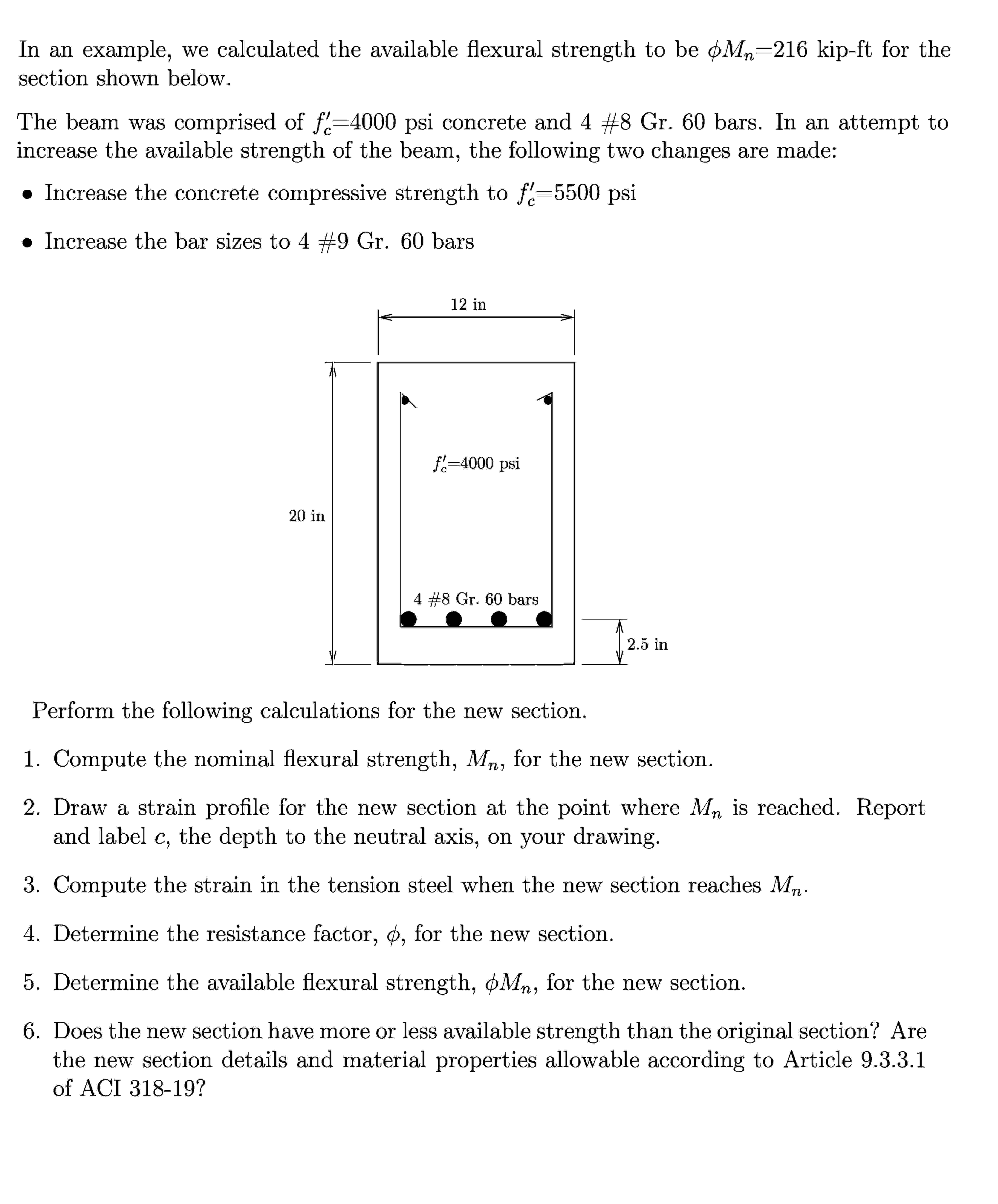 Solved In an example, we calculated the available flexural | Chegg.com