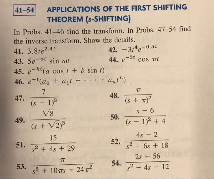 Solved 41-54 APPLICATIONS OF THE FIRST SHIFTING THEOREM | Chegg.com