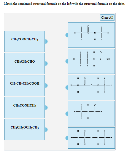 Solved Match the condensed structural formula on the left | Chegg.com