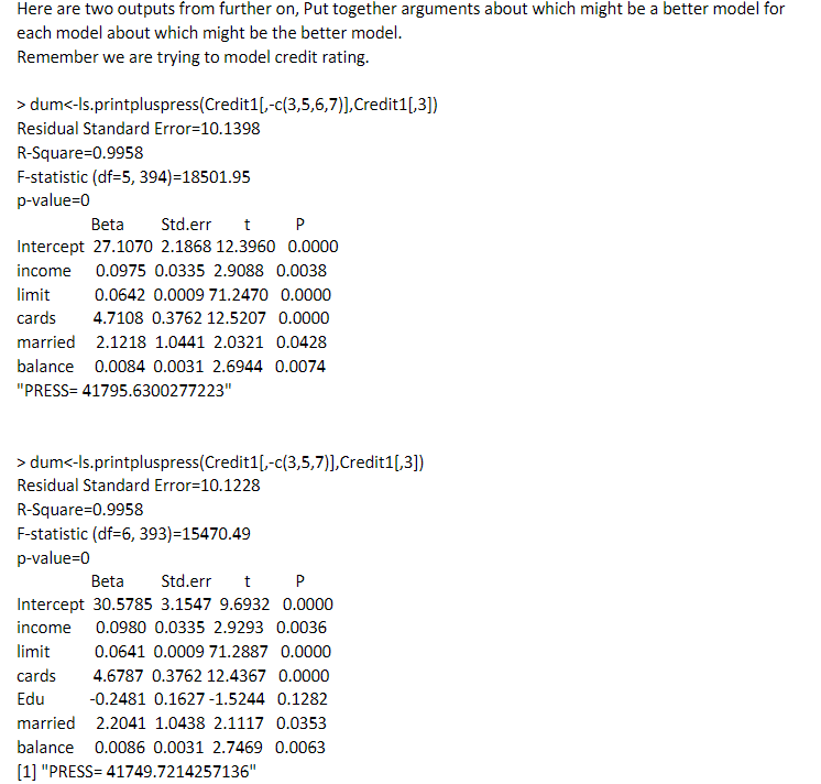Solved We are using a data set to model credit rating | Chegg.com