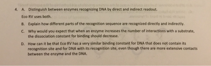 4. Distinguish between enzymes recognizing DNA by | Chegg.com