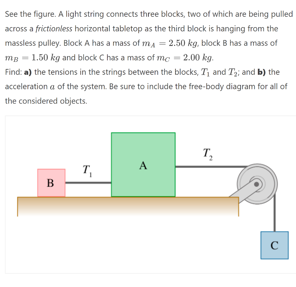 Solved See the figure. A light string connects three blocks, | Chegg.com