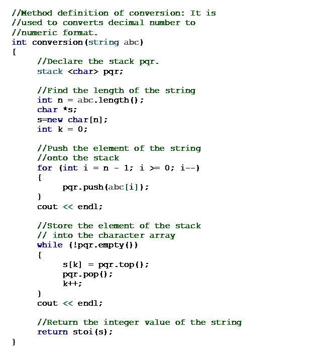 Solved Program:ethod definition of conversion: It is sed to | Chegg.com