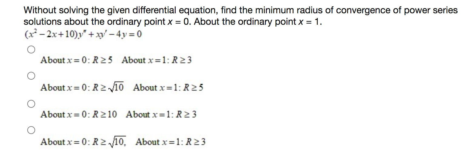 Solved Without solving the given differential equation, find | Chegg.com