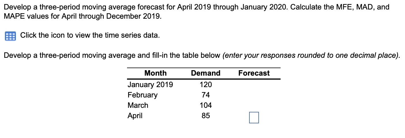 Develop a three-period moving average forecast for | Chegg.com