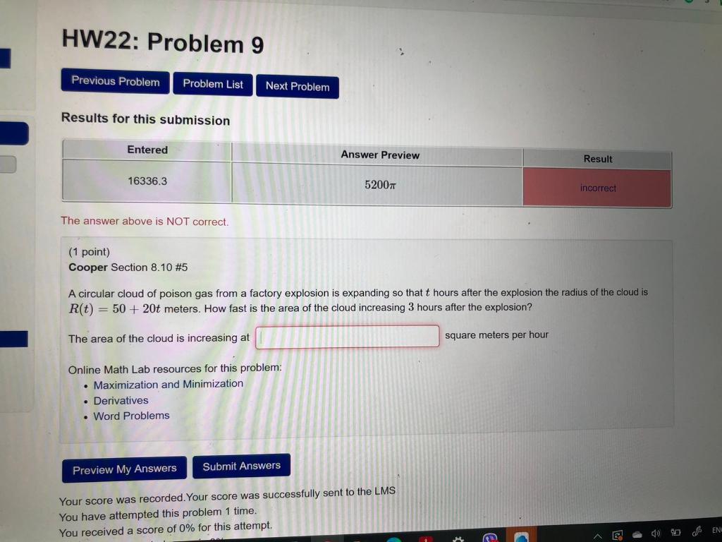 Solved HW22: Problem 9 Previous Problem Problem List Next | Chegg.com